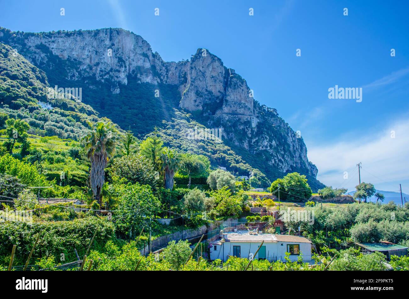 aerial view of italian holiday island capri, which combines beautiful ...