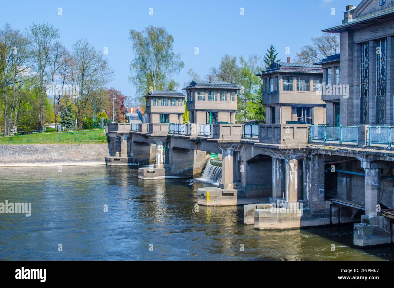Hydroelectric power station on river Labe in Podebrady (Czech Republic ...
