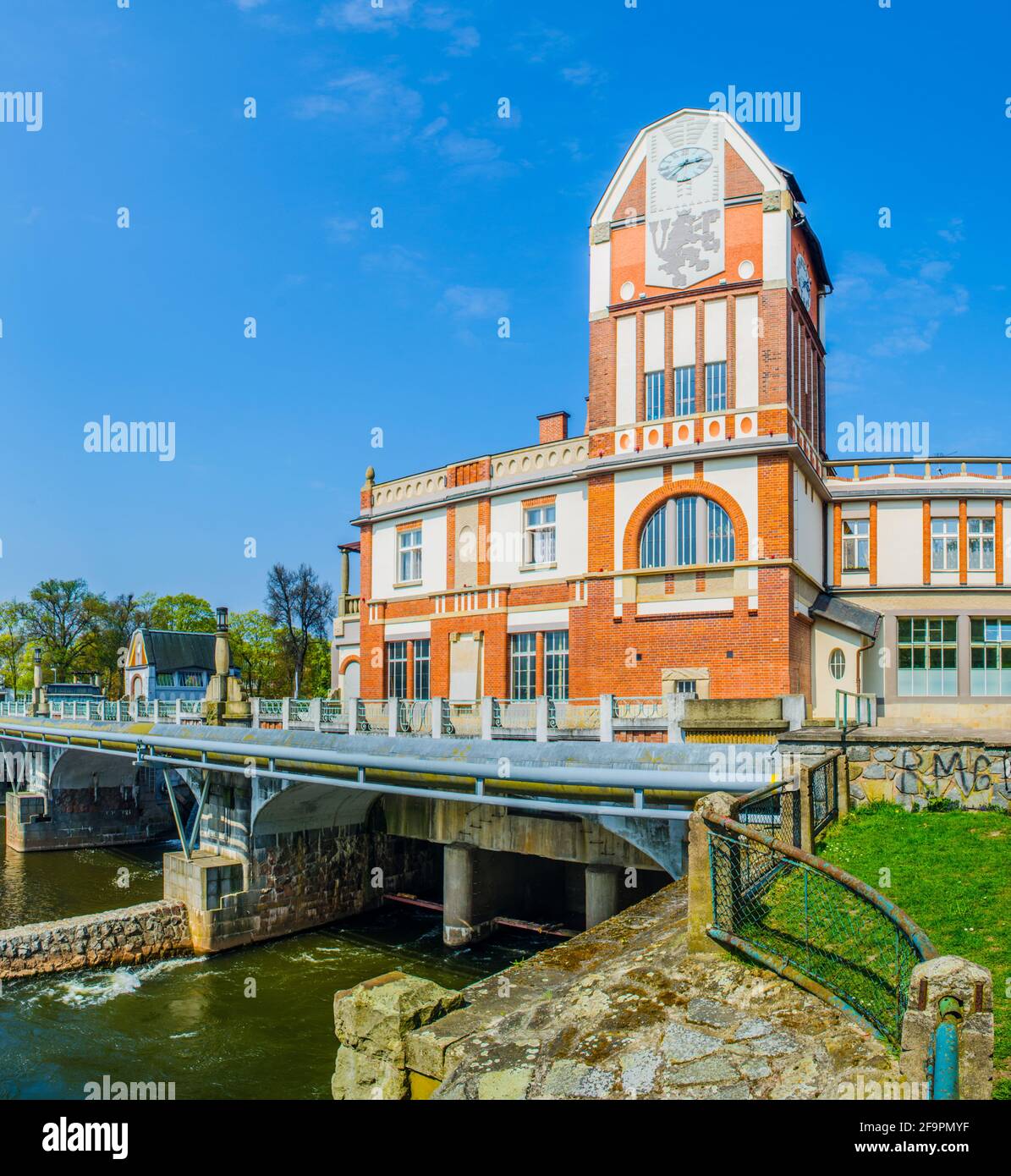 old hydroelectric power plant situated on elbe (labe) river in czech ...