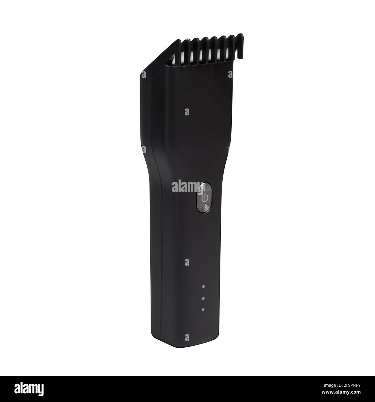 Black hair clippers with nozzle side view isolated on white background ...