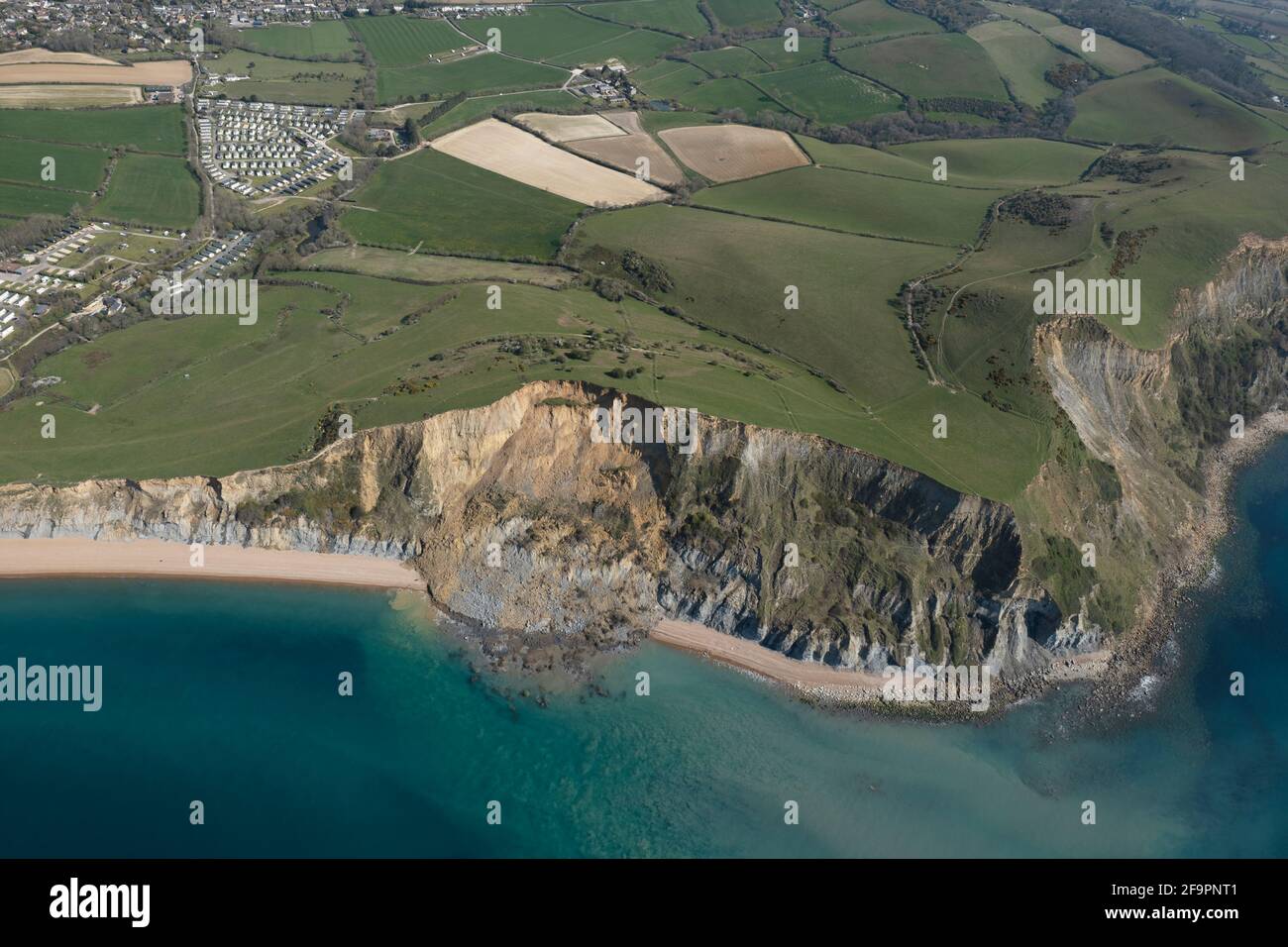 Seatown and Eype beach in Dorset UK. 13th April 2021 Cliff colapsed ...