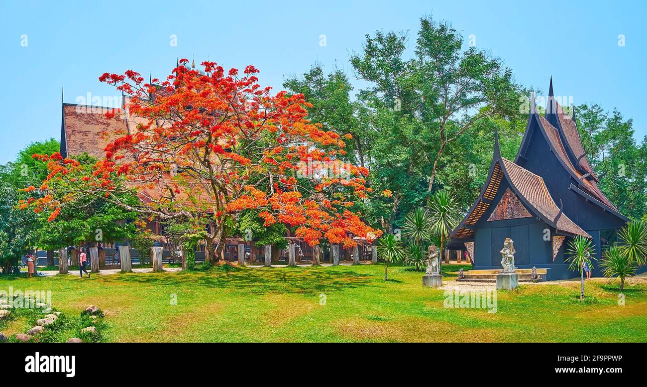CHIANG RAI, THAILAND - MAY 11, 2019: Panorama of the Black House (Baan ...