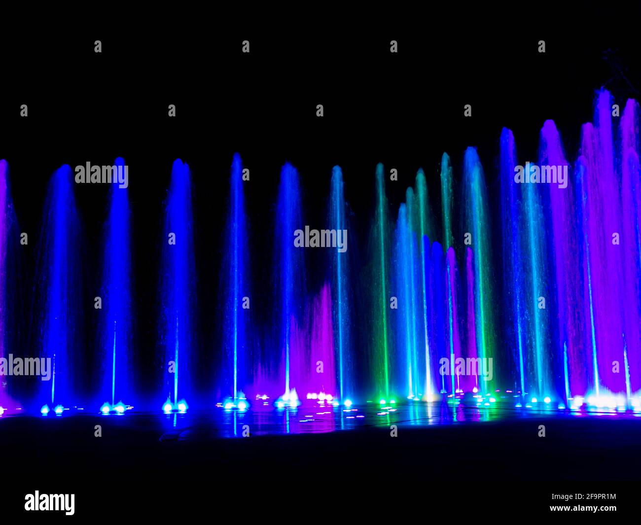 Large multi colored decorative dancing water jet led light fountain ...