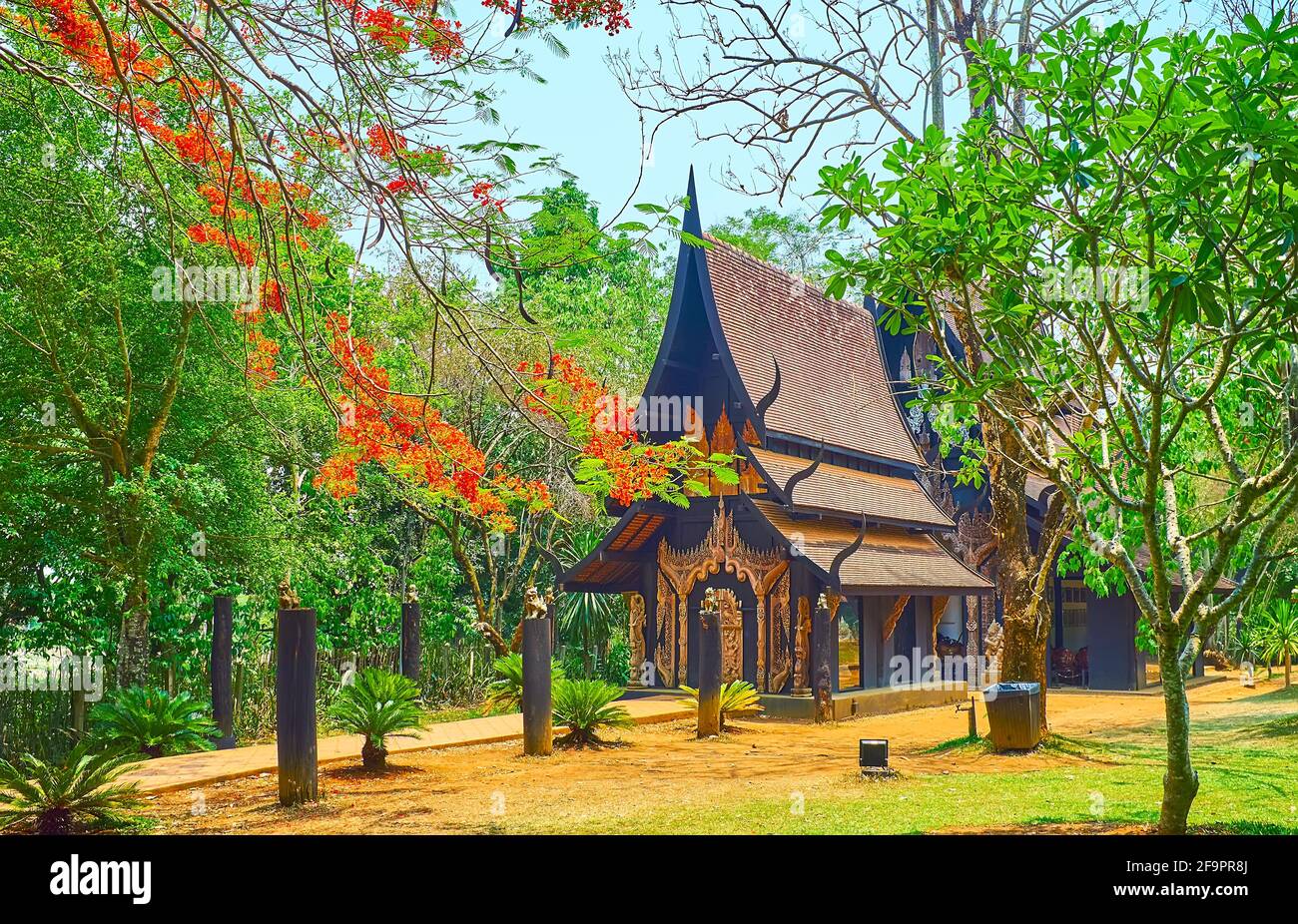 CHIANG RAI, THAILAND - MAY 11, 2019: The garden of Black House (Baan ...