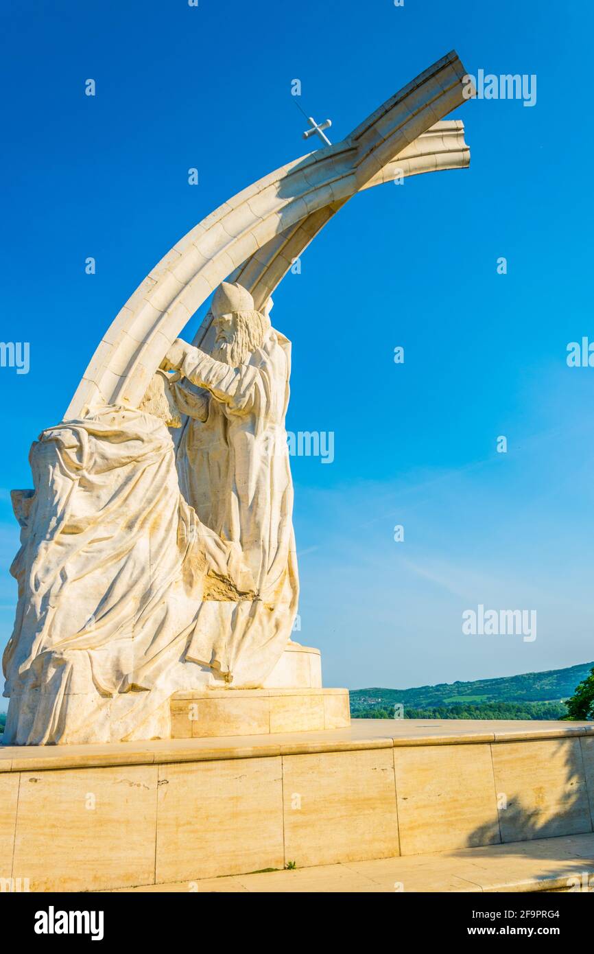 Crowning of St.Stephen statue, Esztergom, Hungary Stock Photo - Alamy