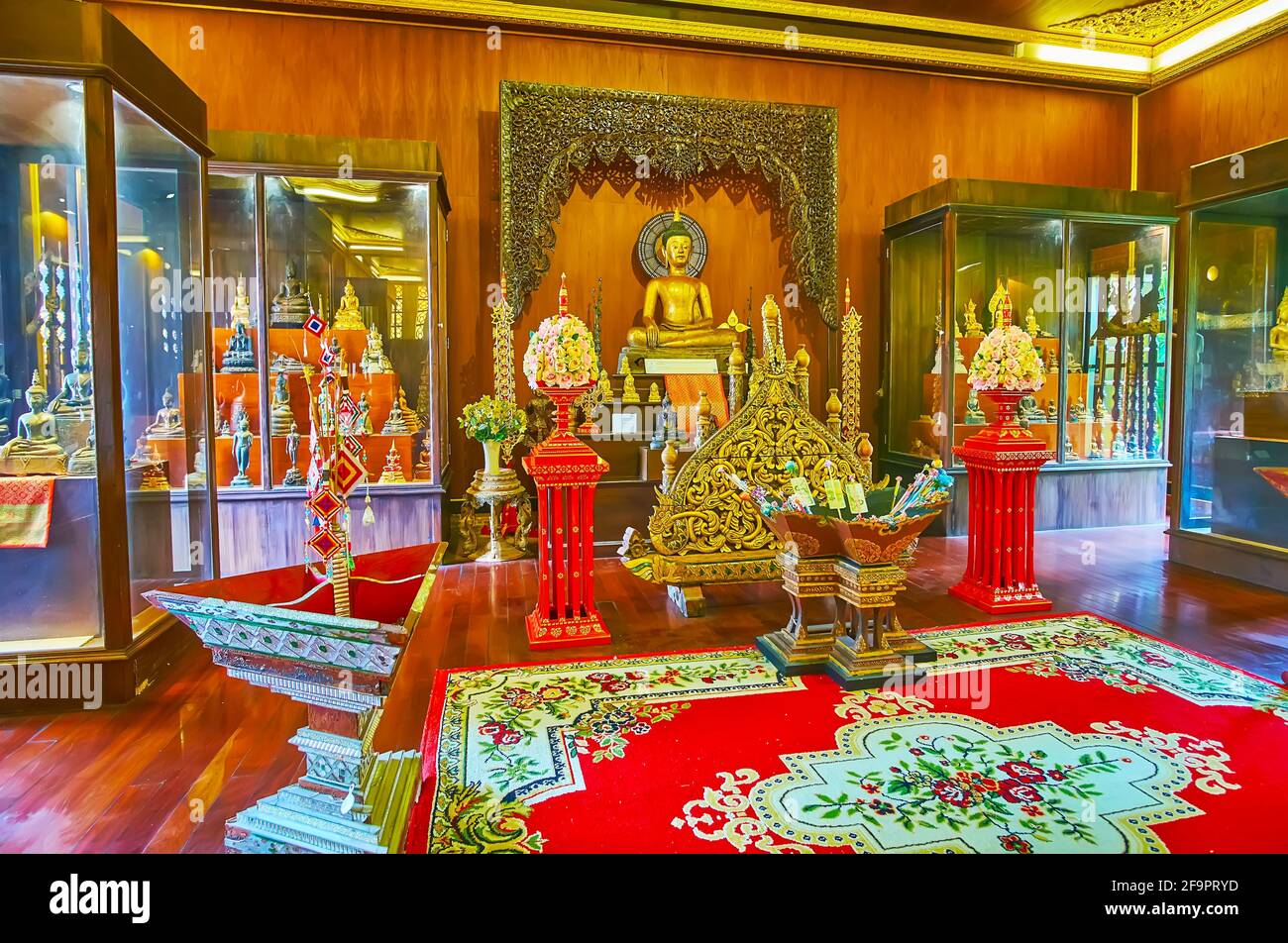CHIANG RAI, THAILAND - MAY 11, 2019: The Buddhist altar in Museum of ...