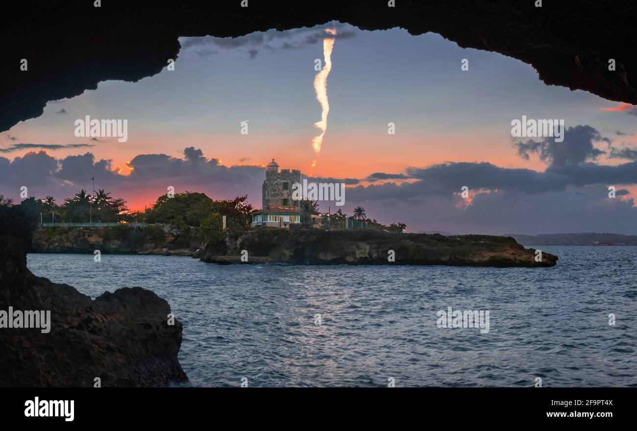 Castle of Cabarroca seen from a cave Stock Photo - Alamy
