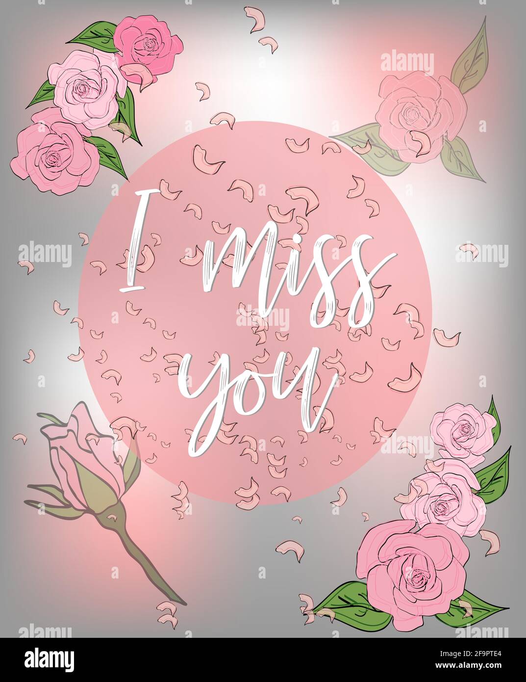 Beautiful background with roses and inscription I miss you Stock Vector ...