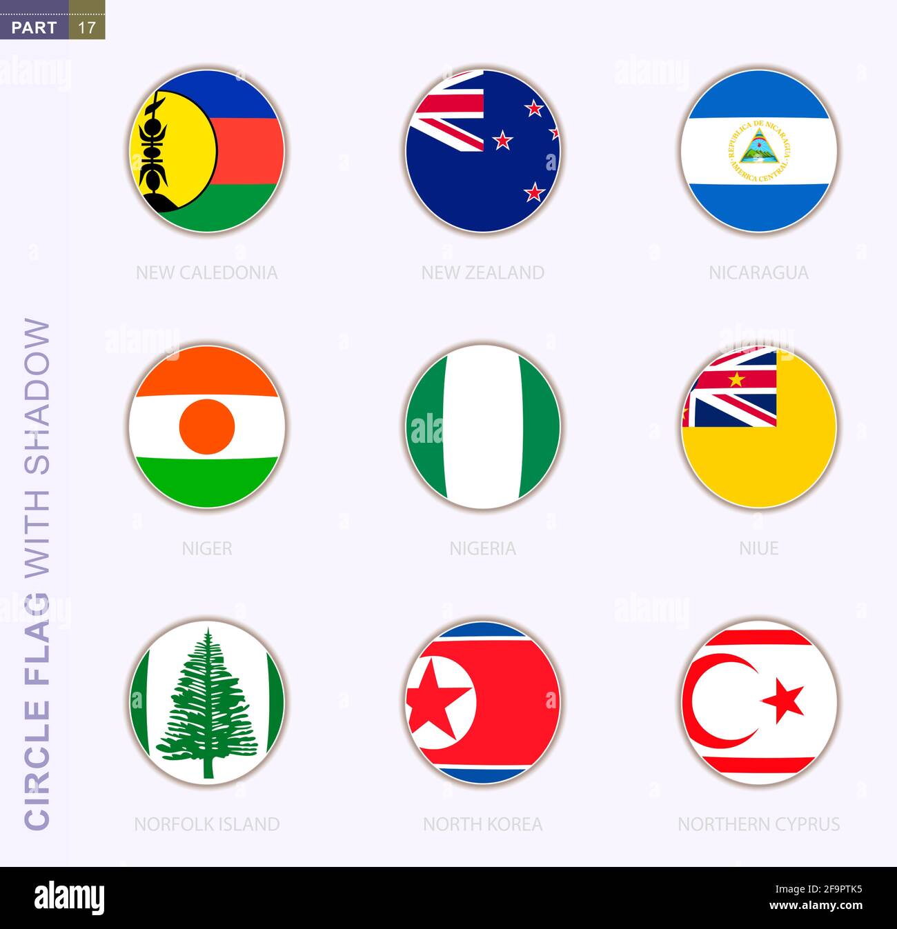 Circle flag with shadow, collection of nine round flag. Vector flags of ...