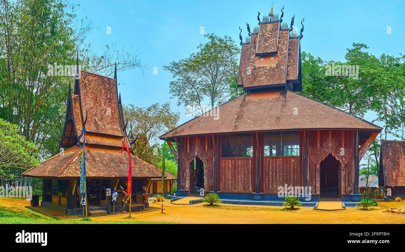 CHIANG RAI, THAILAND - MAY 11, 2019: Panorama with buildings of Baan ...