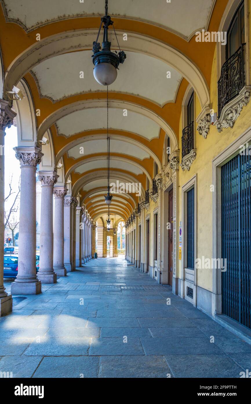 view of a covered arcade stretching all over historical center of the ...