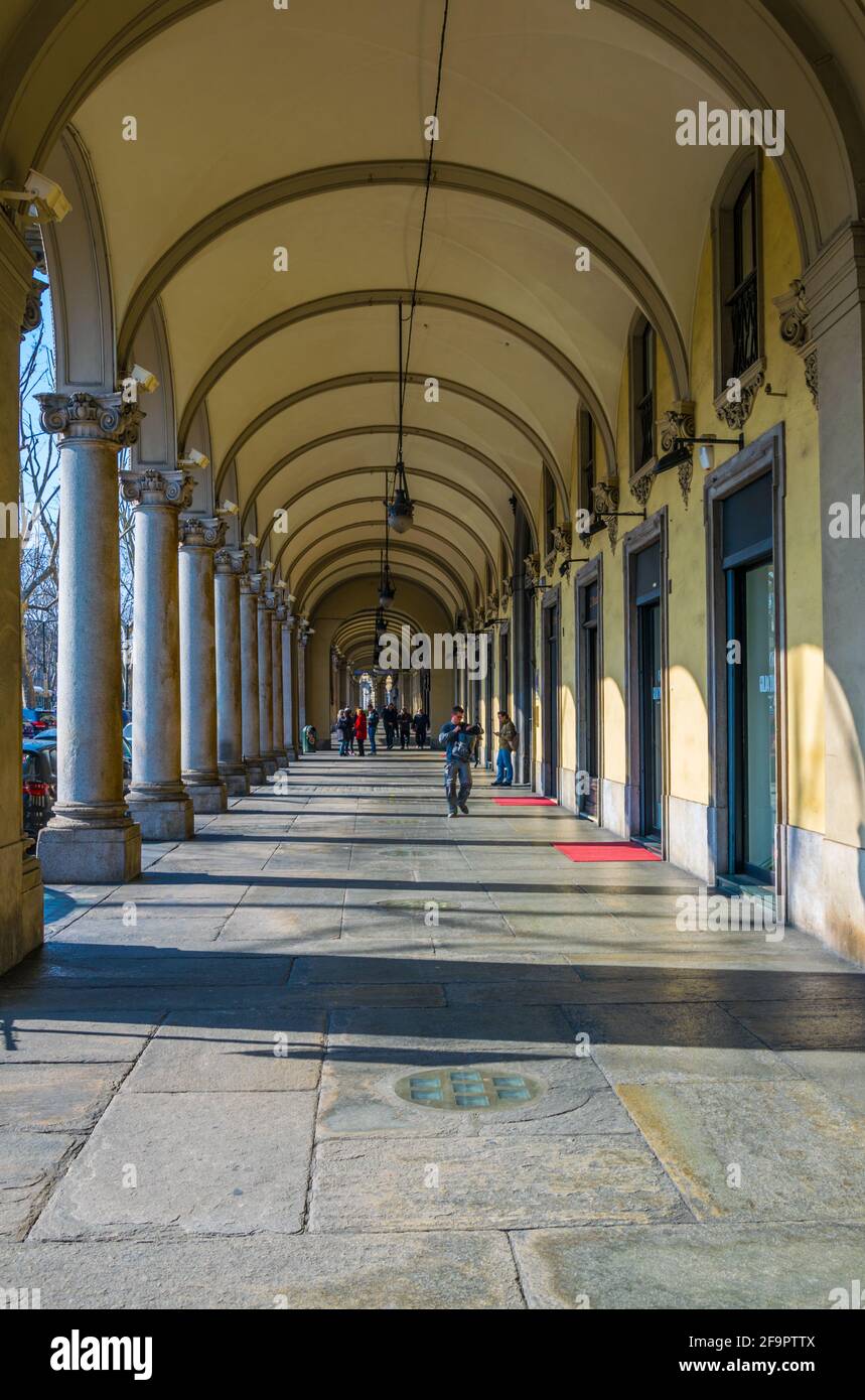 view of a covered arcade stretching all over historical center of the ...