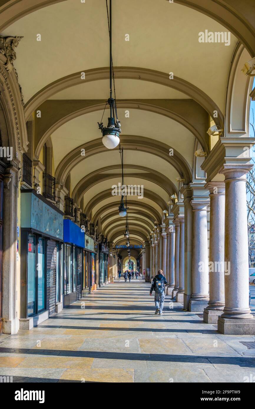 view of a covered arcade stretching all over historical center of the ...