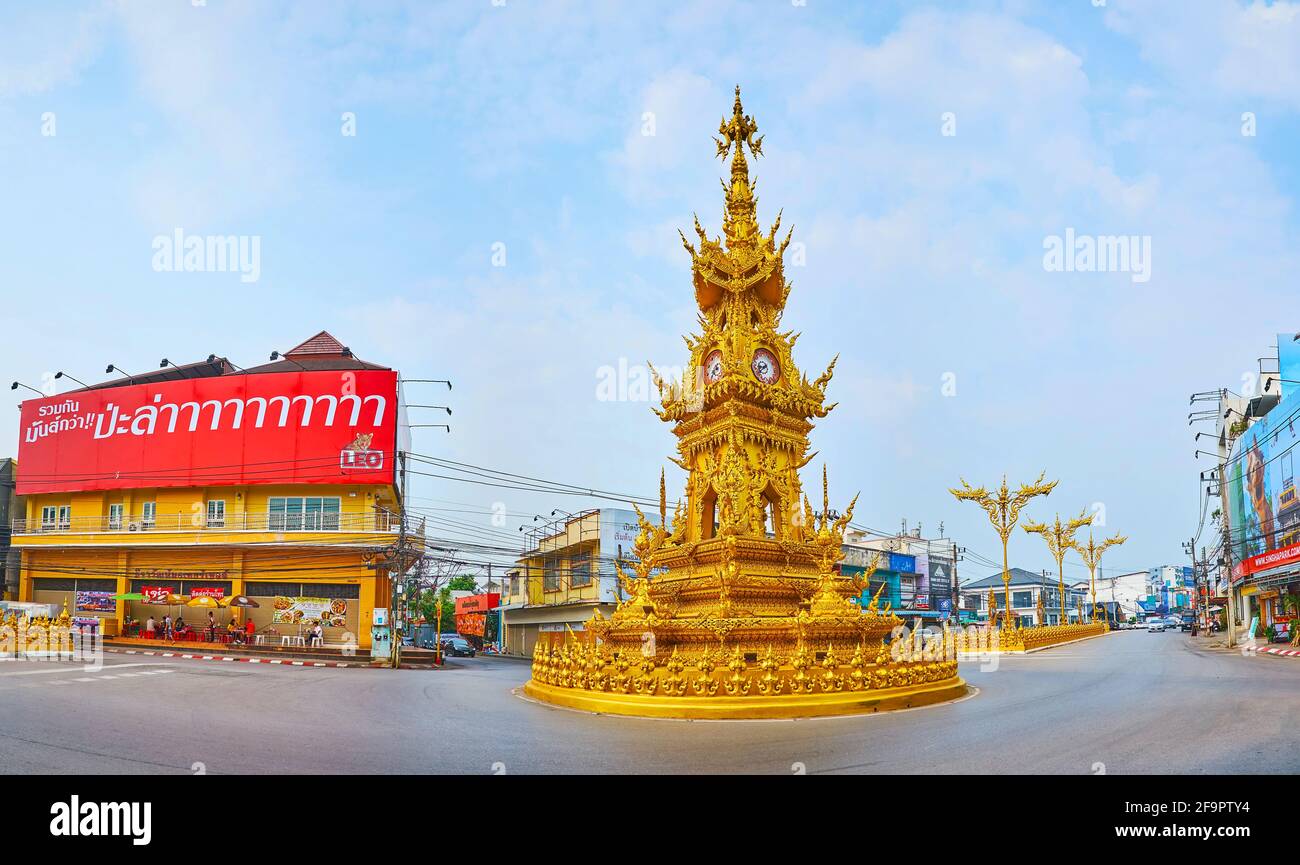 CHIANG RAI, THAILAND - MAY 11, 2019: Panorama with impressive Golden ...