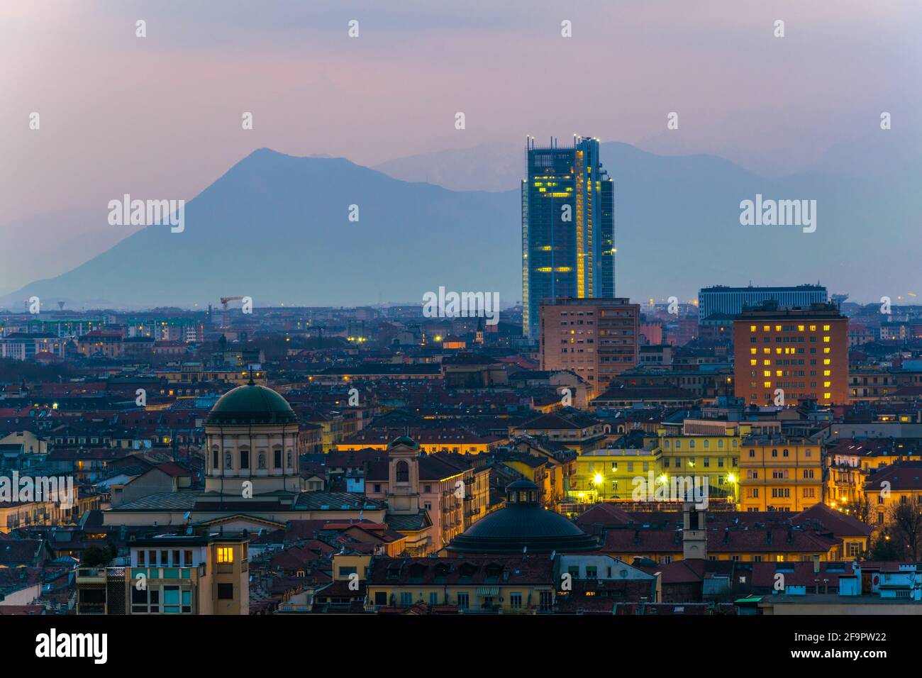 Night aerial view of the italian city torino Stock Photo - Alamy