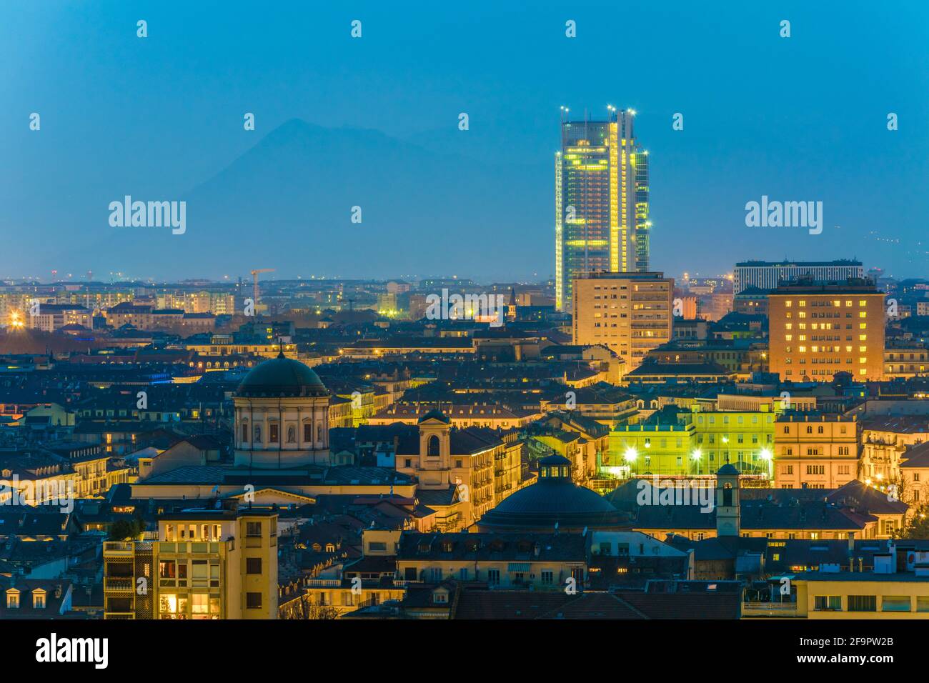 Night aerial view of the italian city torino Stock Photo - Alamy