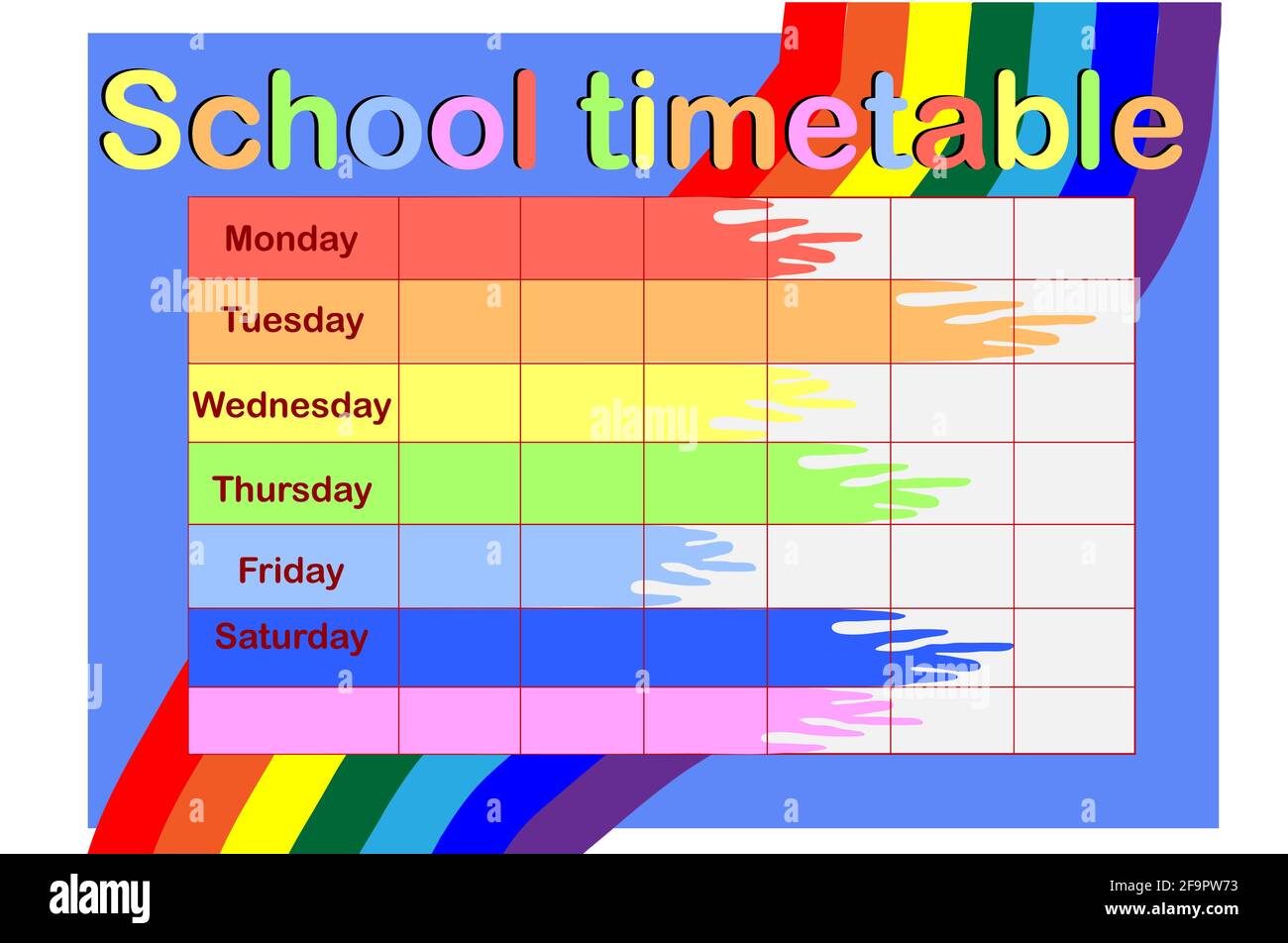 School timetable with paint cans and a rainbow Stock Vector Image & Art ...