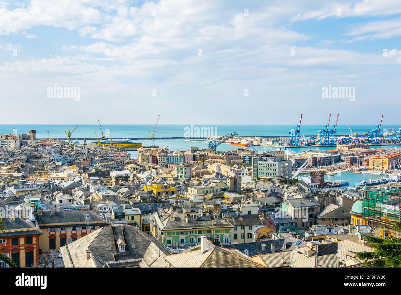 aerial view of the italian city genoa Stock Photo - Alamy