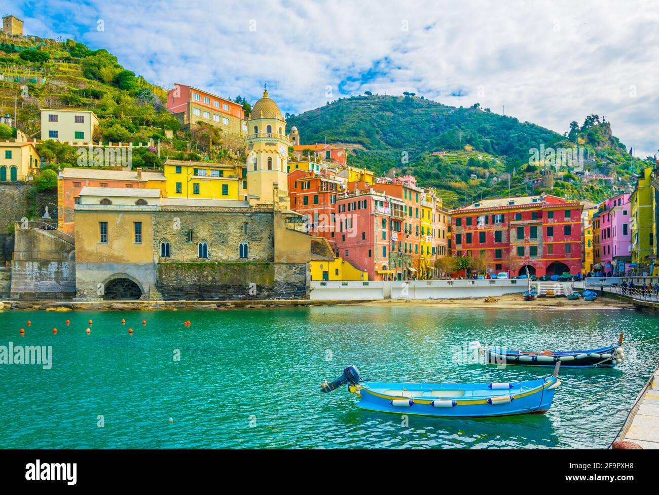view of a port situated in one of the cinque terre villages Vernazza ...