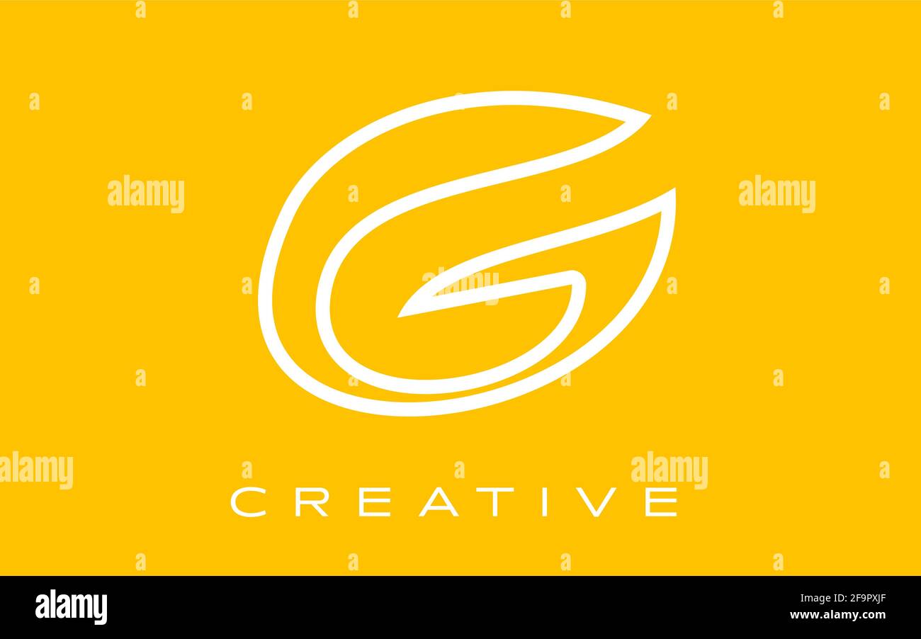 G Logo Design Outline with Creative Modern Design Shape and yellow ...