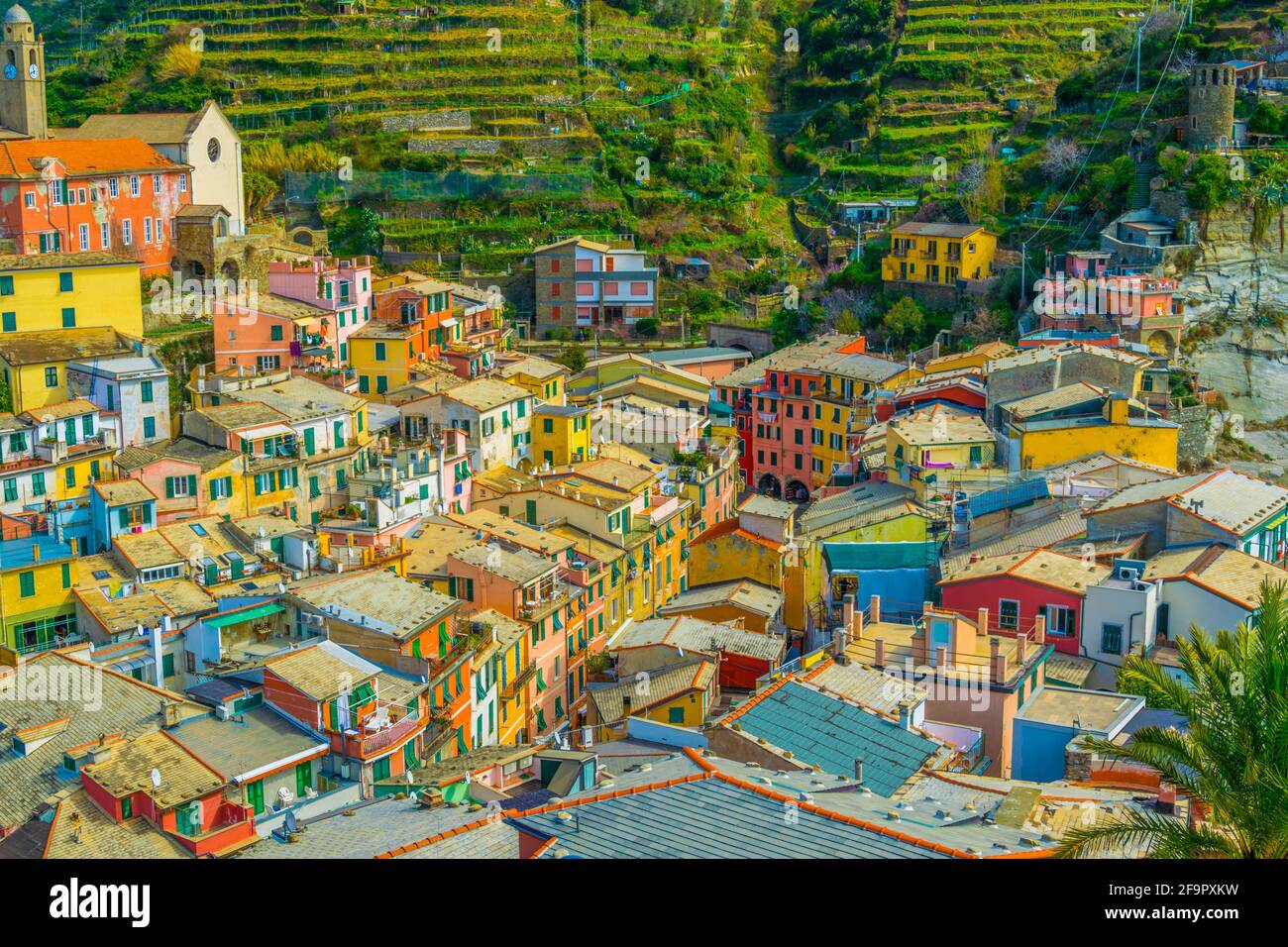 aerial view of vernazza village which is part of the famous cinque ...