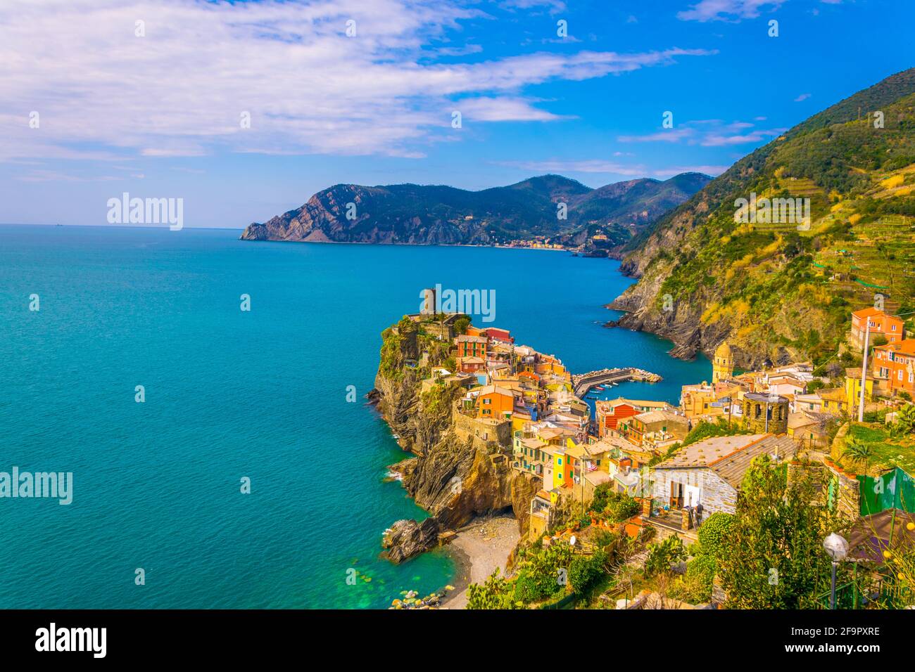 aerial view of vernazza village which is part of the famous cinque ...