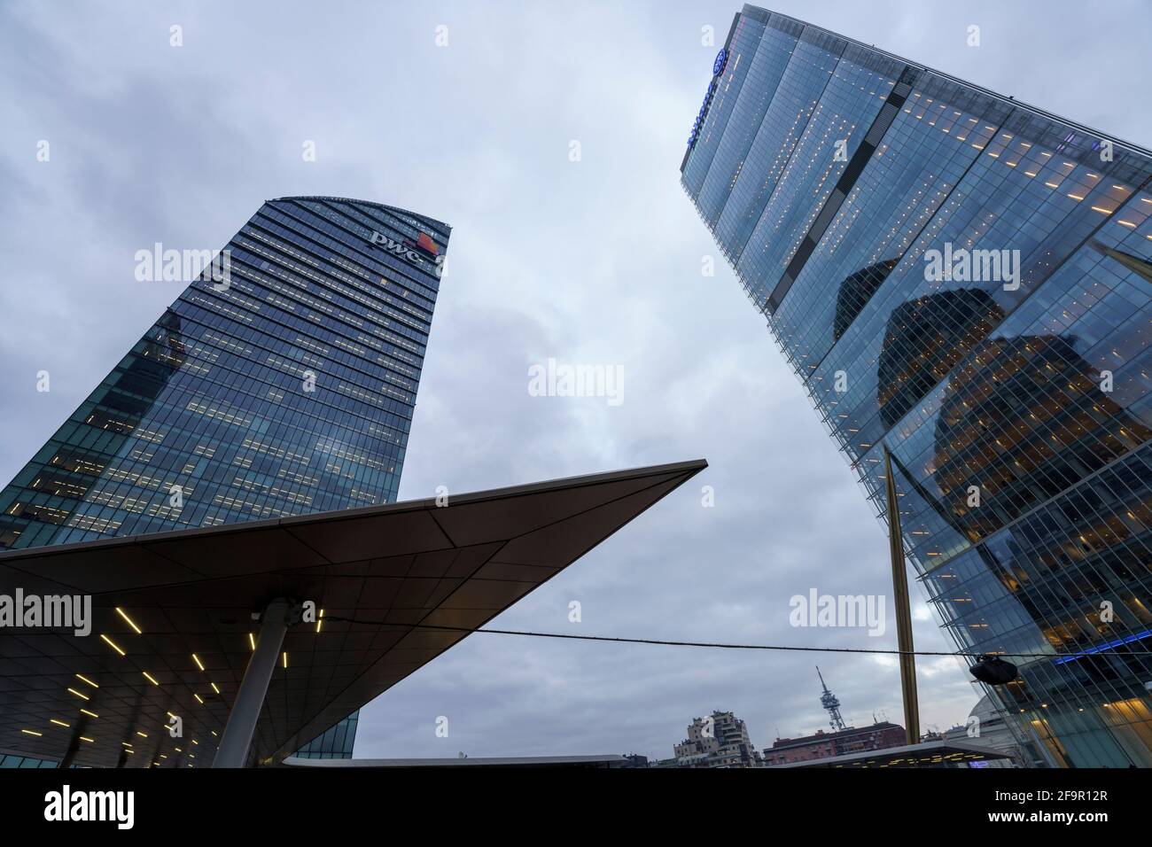 Milan, Italy: modern Citylife park with Isozaki and Libeskind towers ...