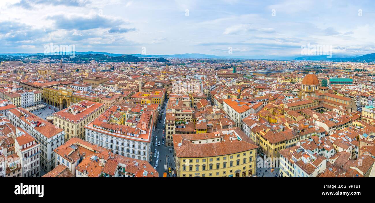 Aerial view of the piazza della repubblica and ist neighborhood in ...
