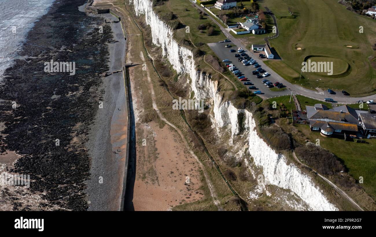 Aerial view of the Walmer and Kingsdown Golf Club, on top of the White ...