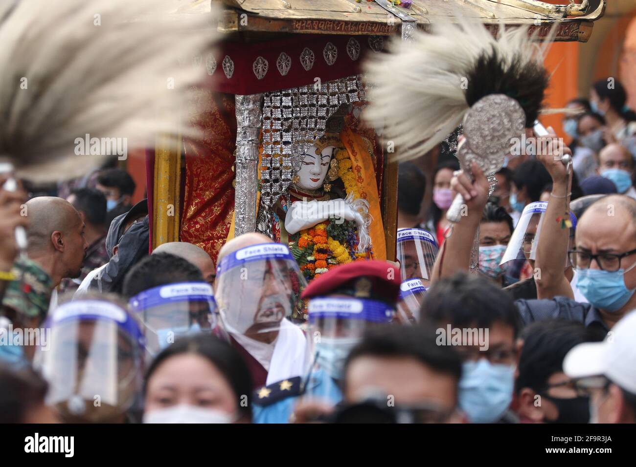 April 20, 2021, Kathmandu, NE, Nepal: Devotees carry an idol of Seto ...