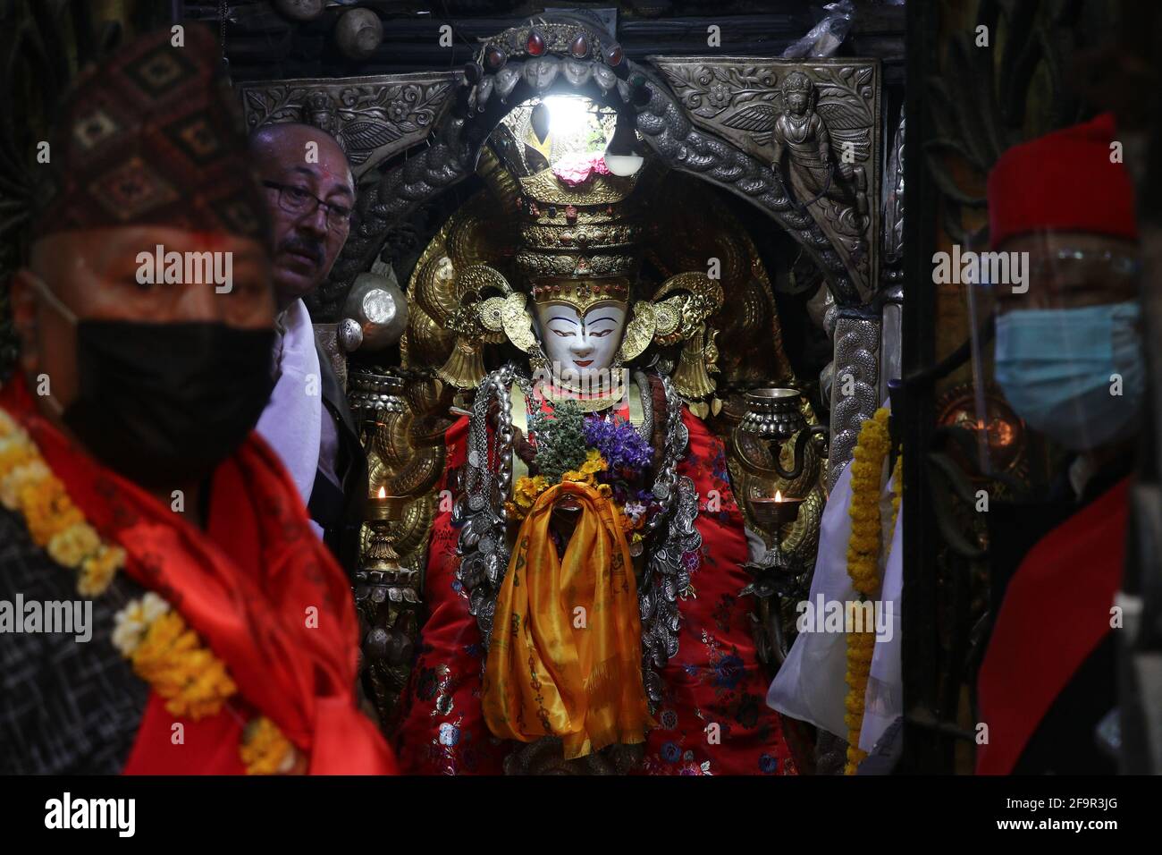 April 20, 2021, Kathmandu, NE, Nepal: An idol of Seto Machhindranath ...