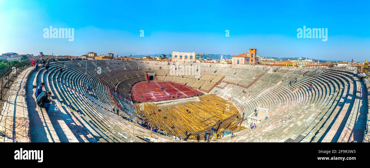 Interior of the roman arena in the italian city verona Stock Photo - Alamy