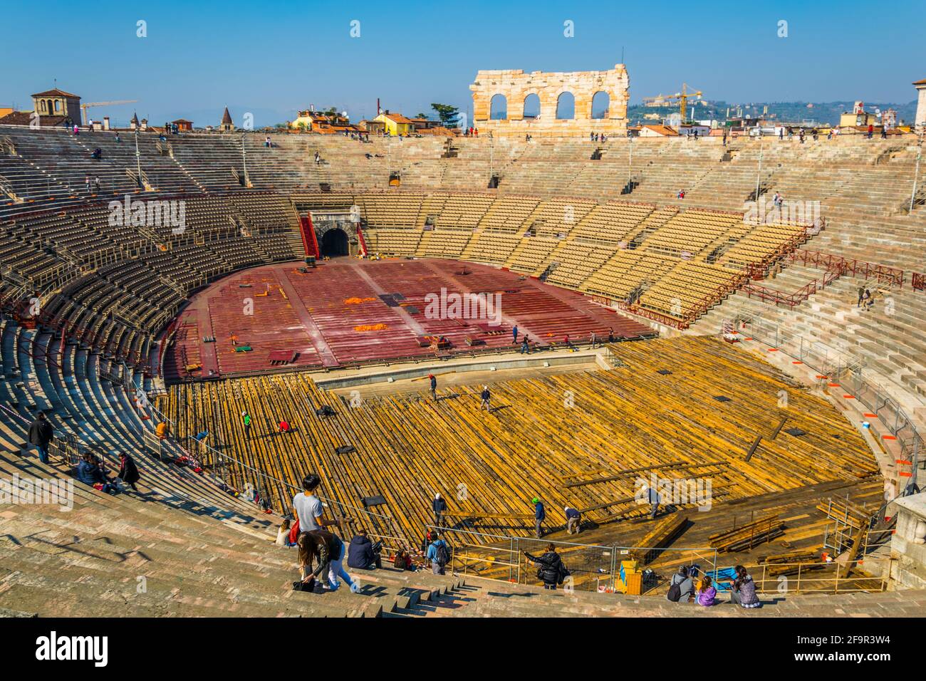Interior of the roman arena in the italian city verona Stock Photo - Alamy