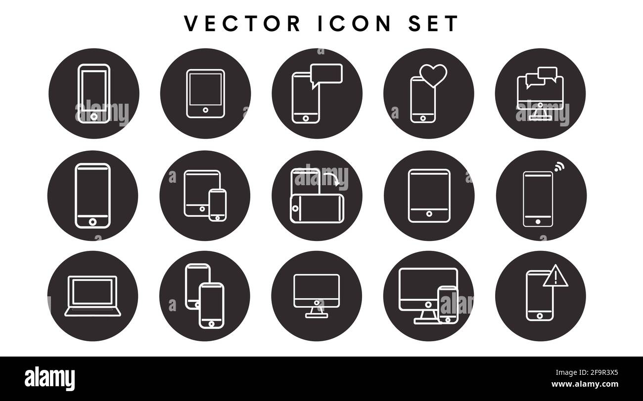 Black and White Devices Icon Set. Vector Isolated Illustration Stock ...