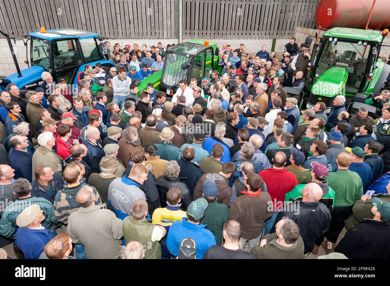 Crowd at a farm sale in Cheshire UK, where the owners were retiring and ...