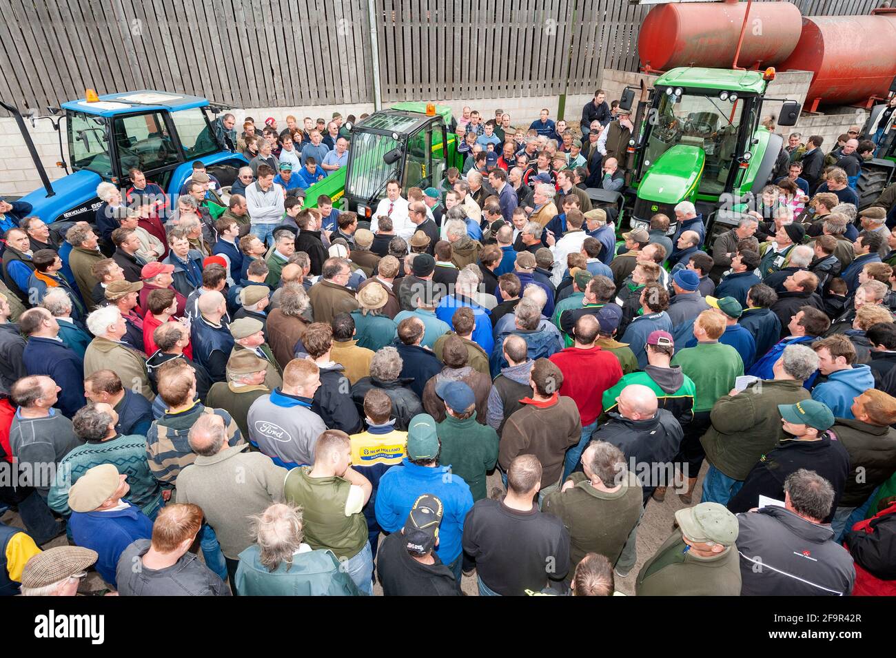 Crowd at a farm sale in Cheshire UK, where the owners were retiring and ...