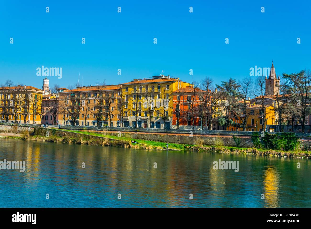 riverside of the adige river in the italian city verona Stock Photo - Alamy