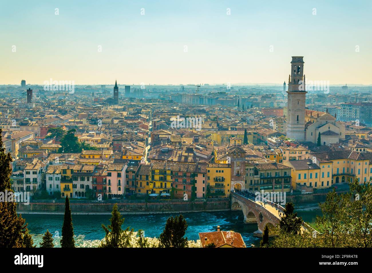 aerial view of Verona from the castel san pietro Stock Photo - Alamy