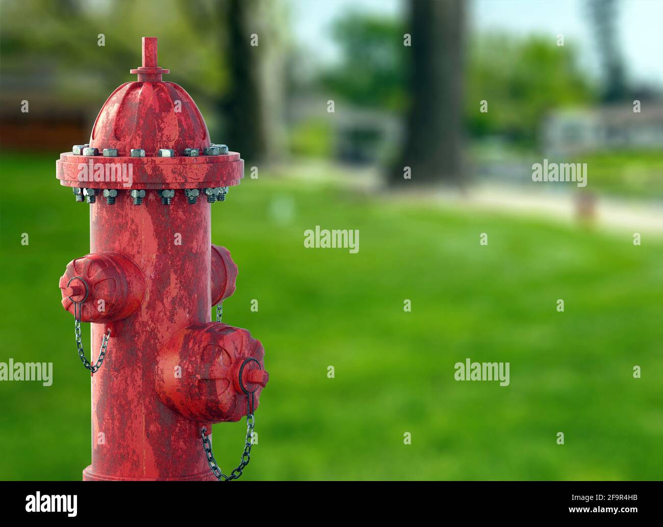 Fire protection concept. Firefighting system in forest. Old rusty fire ...