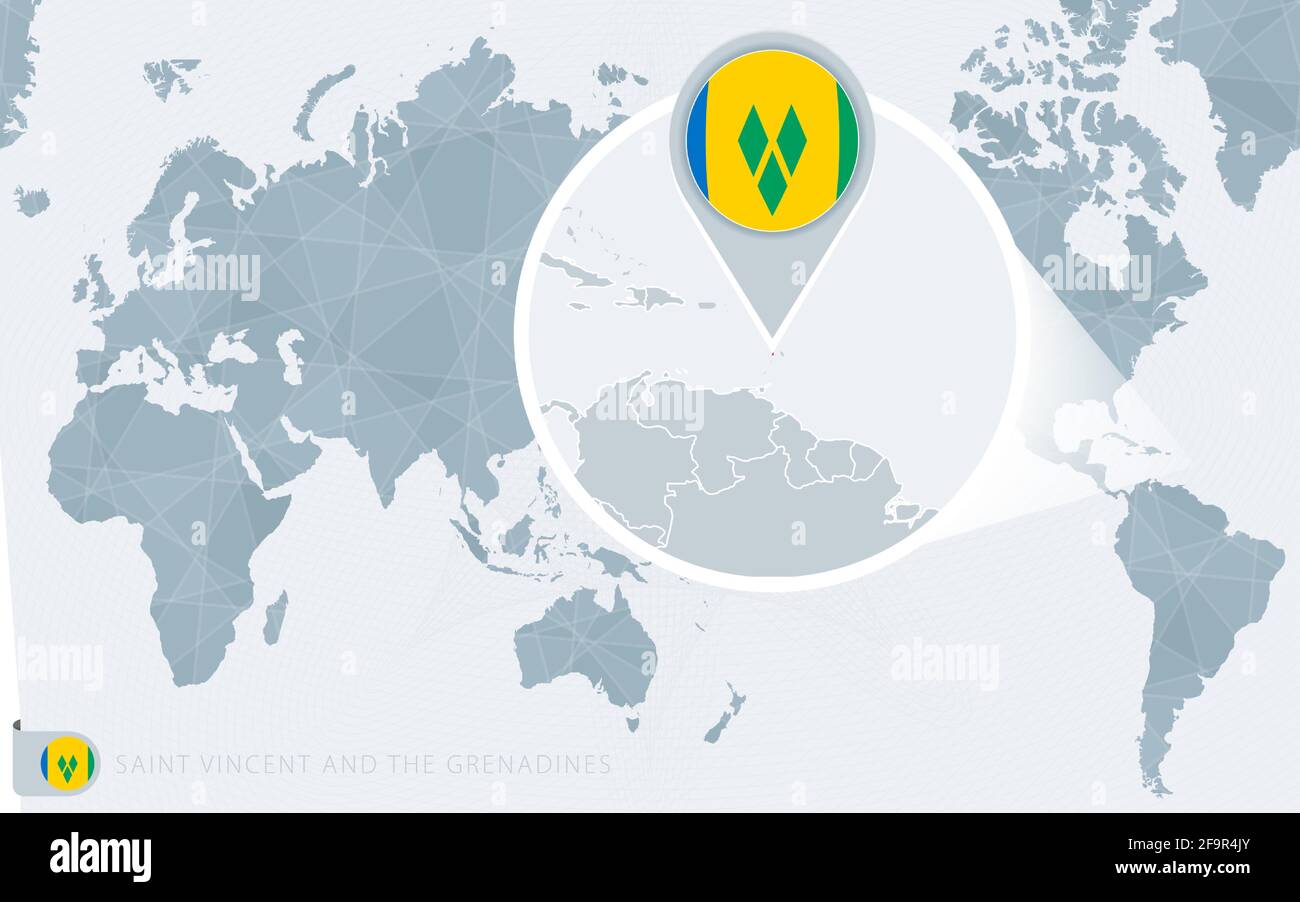Pacific Centered World map with magnified Saint Vincent and the ...