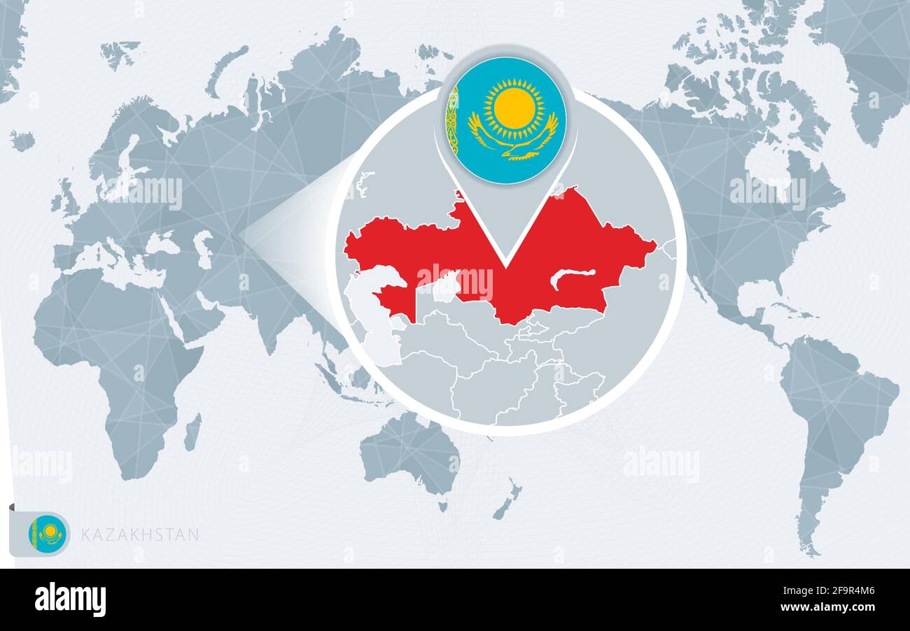 Kazakhstan on asia map