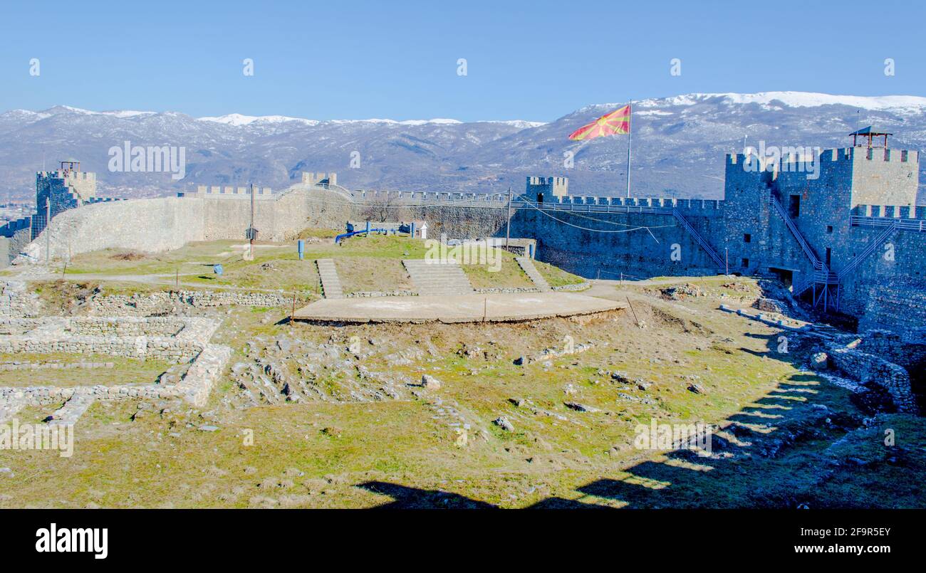 fortress of tzar samuel is nowadays in ruins. the only maintained part ...