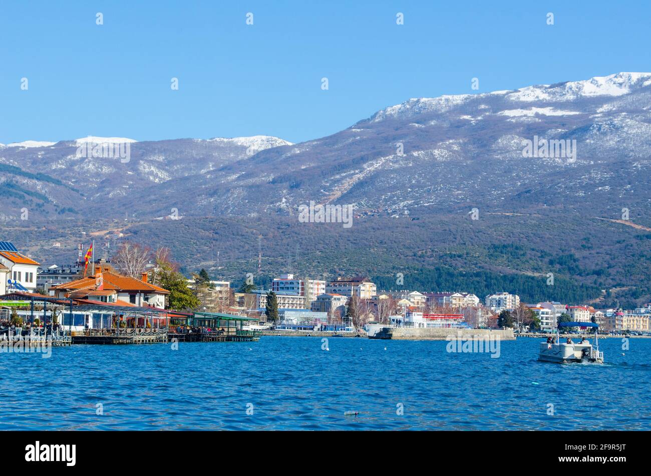 view over ohrid lake in macedonia Stock Photo - Alamy