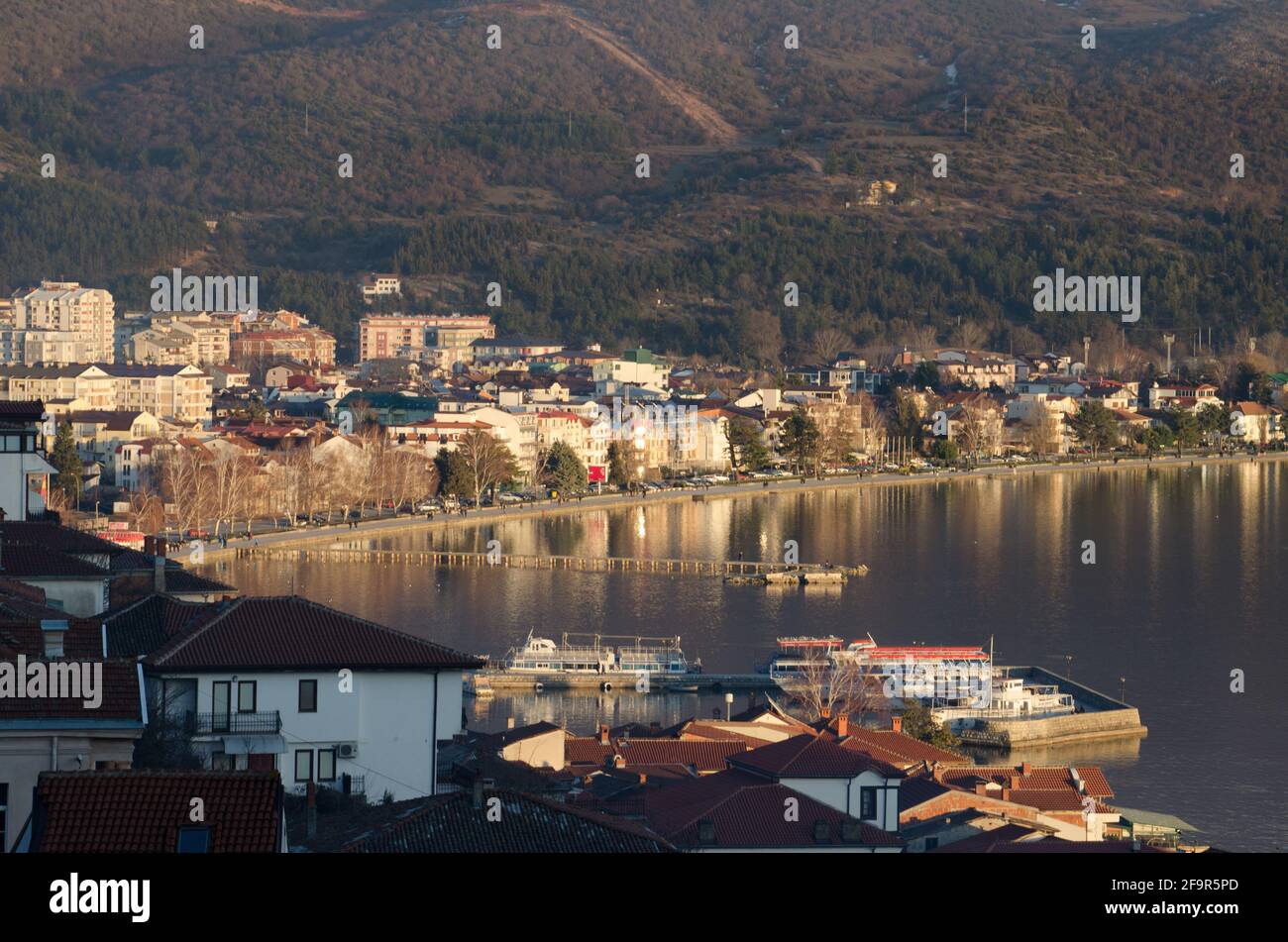 sunset over unesco listed ohrid town in macedonia Stock Photo - Alamy