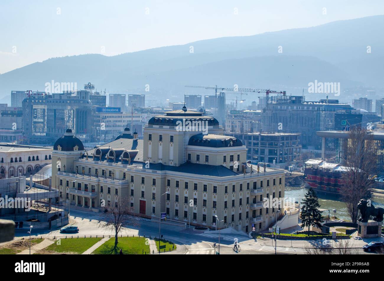 aerial view of macedonian capital skopje taken from the kale fortress ...