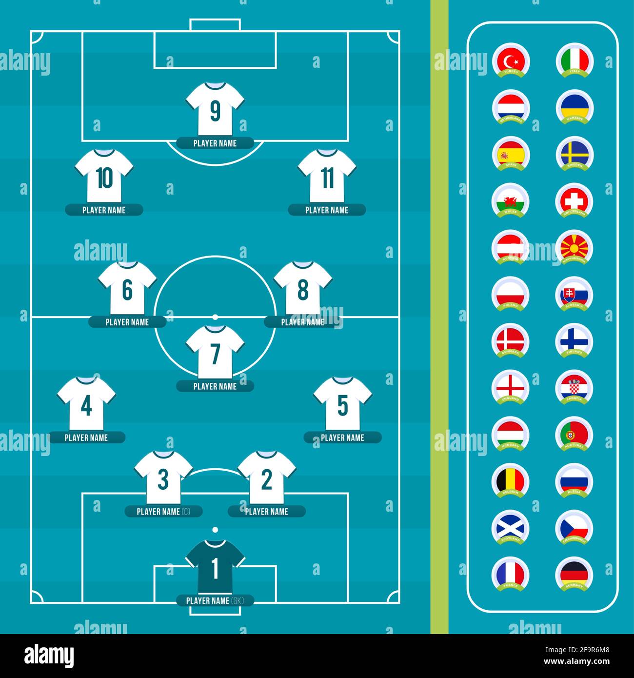 football 2020 team formation. league tournament broadcast graphic ...