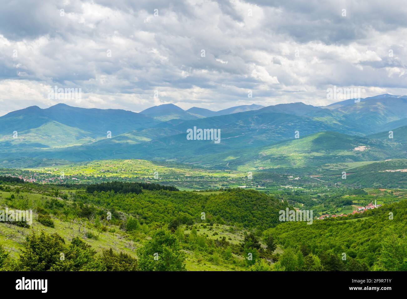aerial view of a mountainous landscape in macedonia view from the top ...