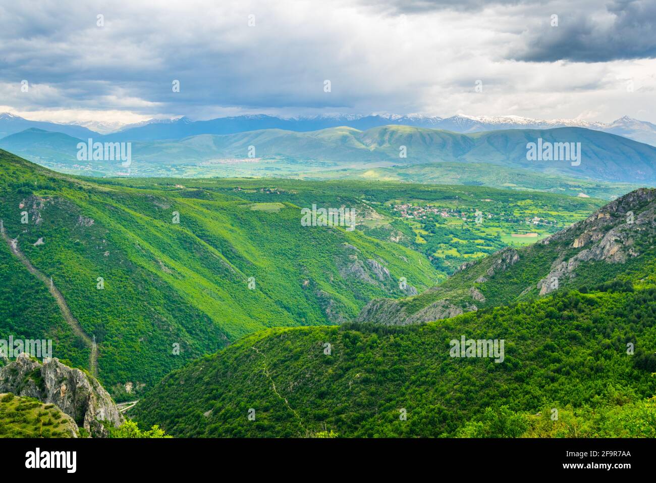 aerial view of a mountainous landscape in macedonia view from the top ...