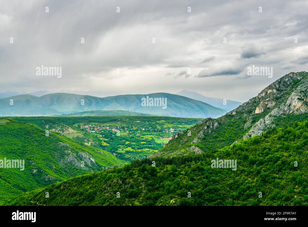 aerial view of a mountainous landscape in macedonia view from the top ...