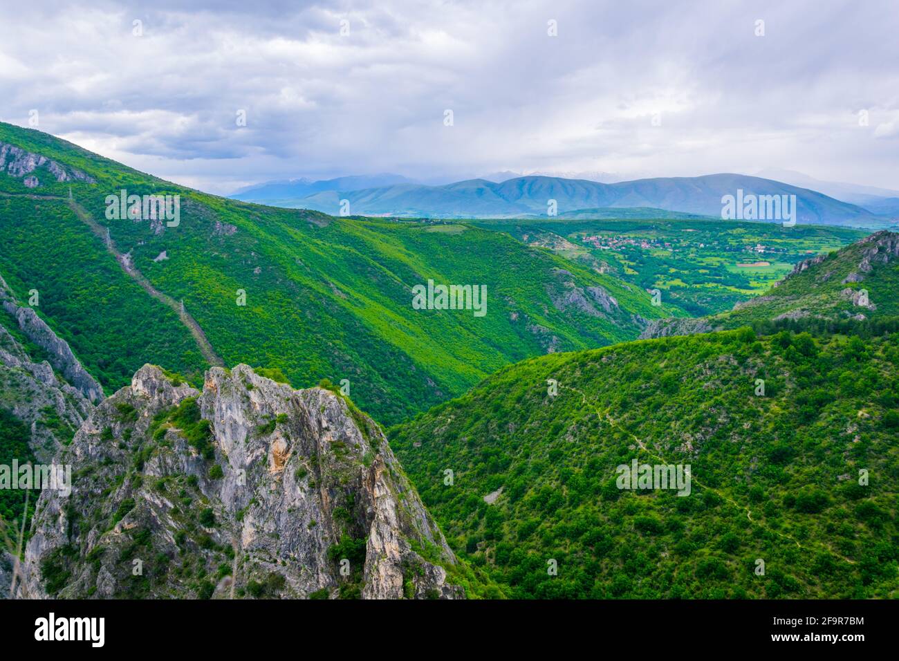 aerial view of a mountainous landscape in macedonia view from the top ...